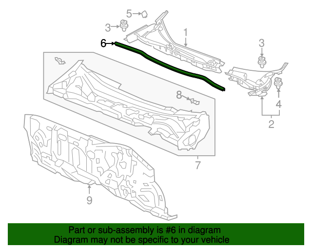 OEM 2013-2017 Honda Accord Seal To Cowl 74143-T2A-A01 | Honda ...