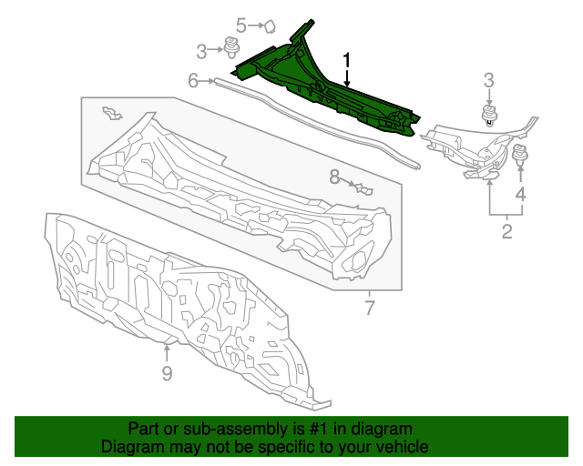 2013-2017 Honda Accord Cowl Vent Panel 74219-T2F-A00 | Honda Factory Parts