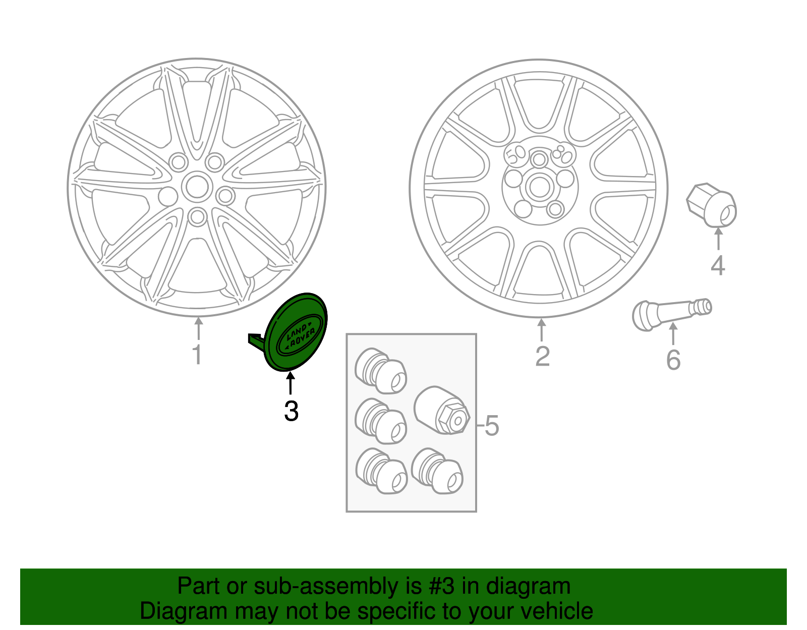 LR069899 - Wheel Center Cap - Black Finish - 2011-2021 Land-Rover ...