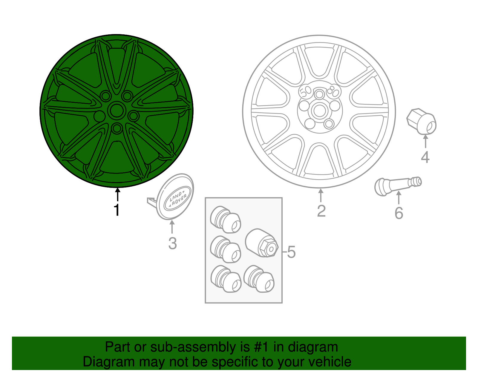 2016-2022 Land Rover Range Rover Alloy Wheel, 22 Inch 6 Spoke, Style ...