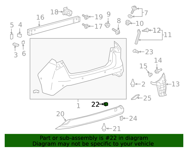 2019-2022 Toyota Bumper Cover Insulator 52461-47070 | Toyota Parts Center