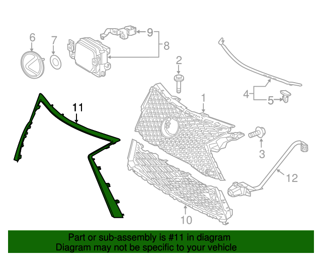 Lexus OEM Upper Molding Part# 53121-0E120 | OEM Vehicle Parts