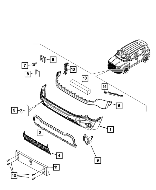 2019-2023 Jeep Renegade Front Upper Fascia 6XD52TZZAA | Mopar eStore