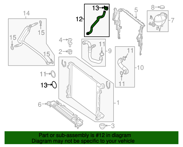 212-500-07-75 - Engine Coolant Overflow Hose 2010-2011 Mercedes-Benz E ...
