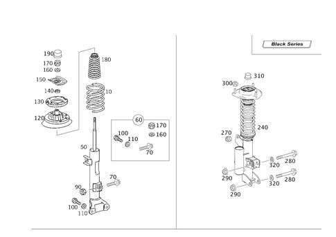 Spring Strut and Spring Strut Mounting Front for 1999 Mercedes-Benz CLK ...