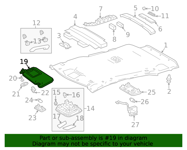 2019-2022 Toyota Sun Visor 74320-12J40-C0 | AutoNationParts.com