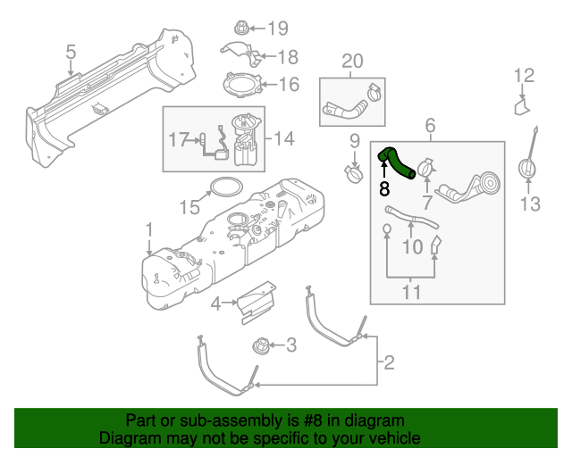 2011-2014 Ford Filler Hose BC2Z-9047-B | QuirkParts