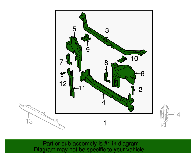 0K32A-53100C - Radiator Support Panel 2001-2002 Kia Rio | Kia.Parts Store
