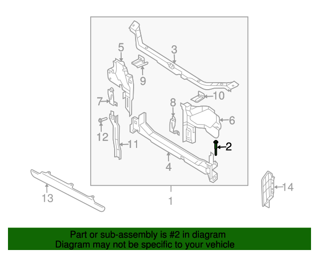 0K32A-53169A - Radiator Support Mount Bolt 2001-2005 Kia Rio | Kia ...