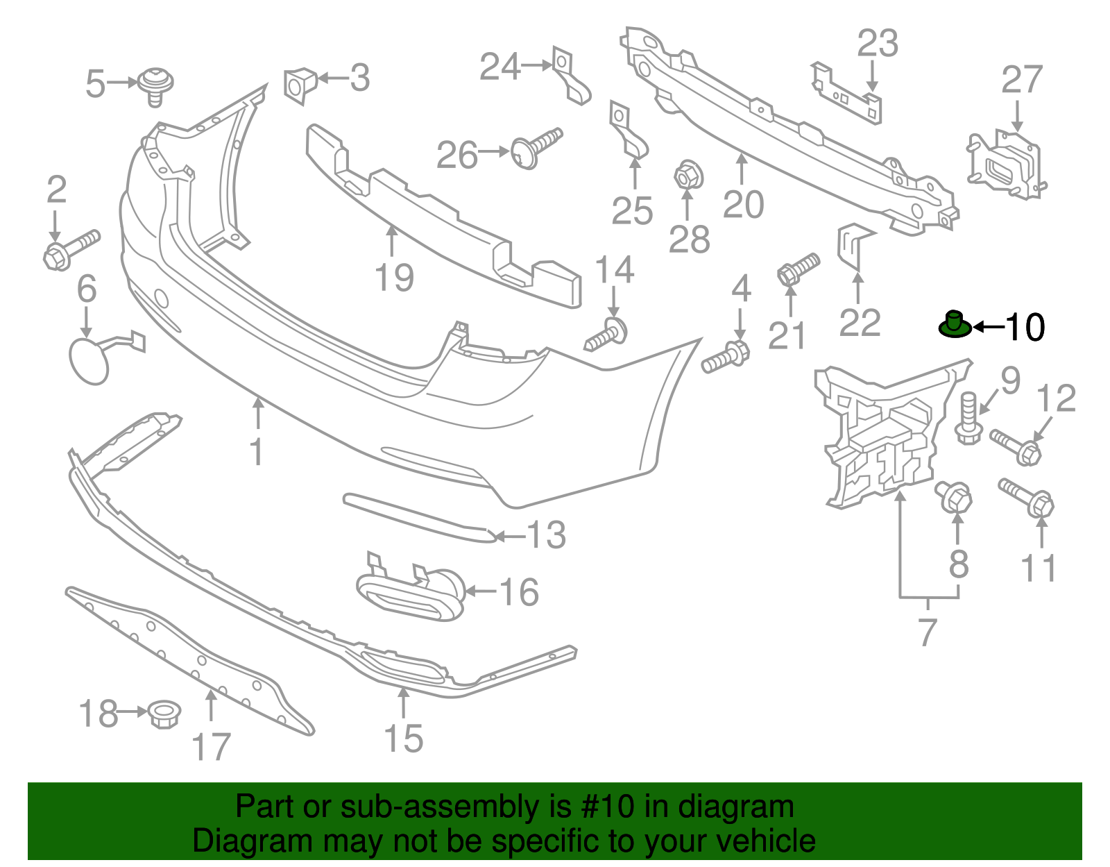 1992-2025 Hyundai Fender Liner Grommet 14913-05010 | Hyundai Wholesale ...