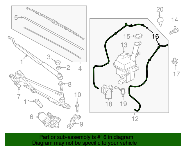 2003-2024 Kia Washer Hose 9J700-31047 | Kia Automotive Parts