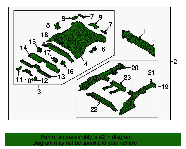 2019-2021 Hyundai Tucson Floor Pan Assembly 65500-D3551 | QuirkParts