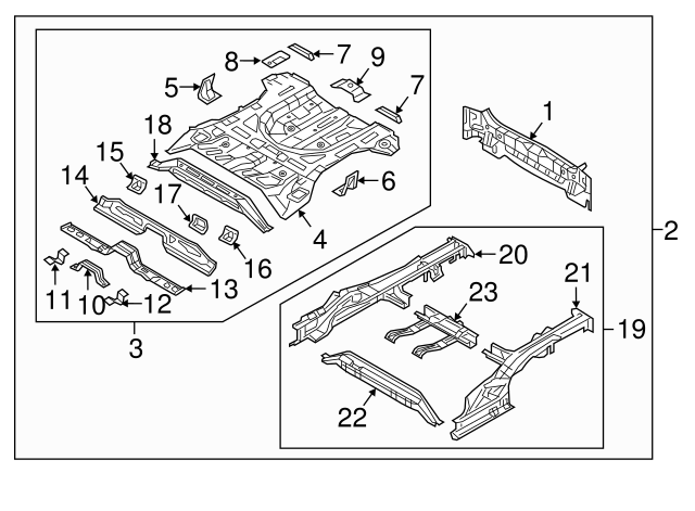 2019-2021 Hyundai Tucson Floor Pan Assembly 65500-D3551 | QuirkParts