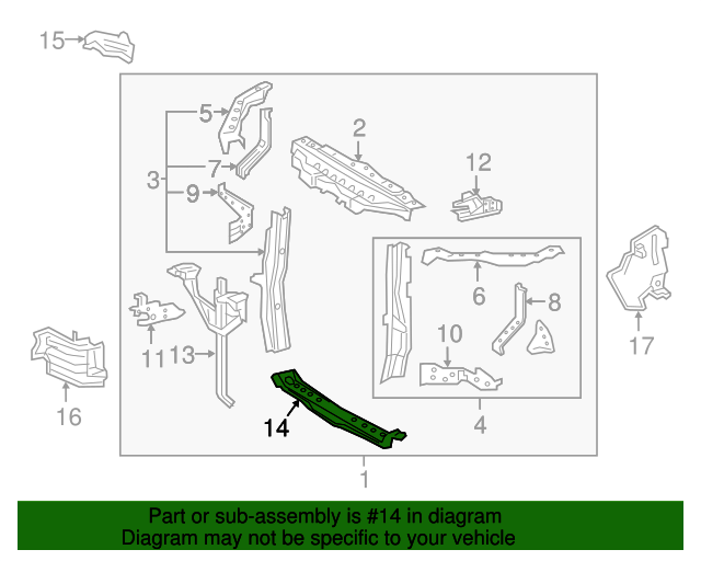 57104-0E050 - Radiator Support Tie Bar 2016-2022 Lexus ...
