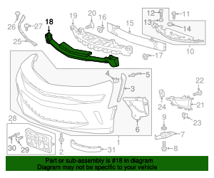 2016-2018 Chevrolet Camaro Front Bumper Fascia Energy Absorber 23386457 ...