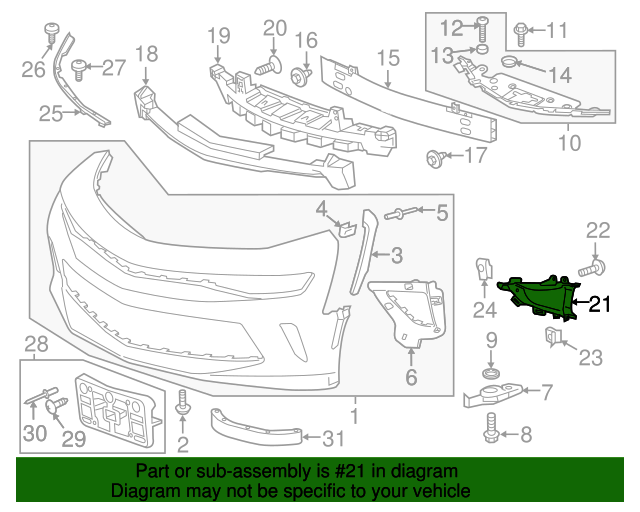 84078626 - Front Bumper Fascia Outer Air Duct 2016-2018 Chevrolet ...