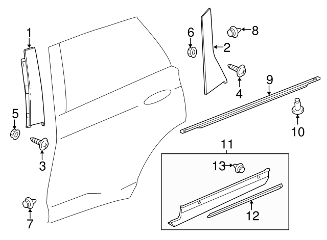 Genuine OEM Ford Part - Molding Door Window Frame FA1Z-58255A35-AF ...