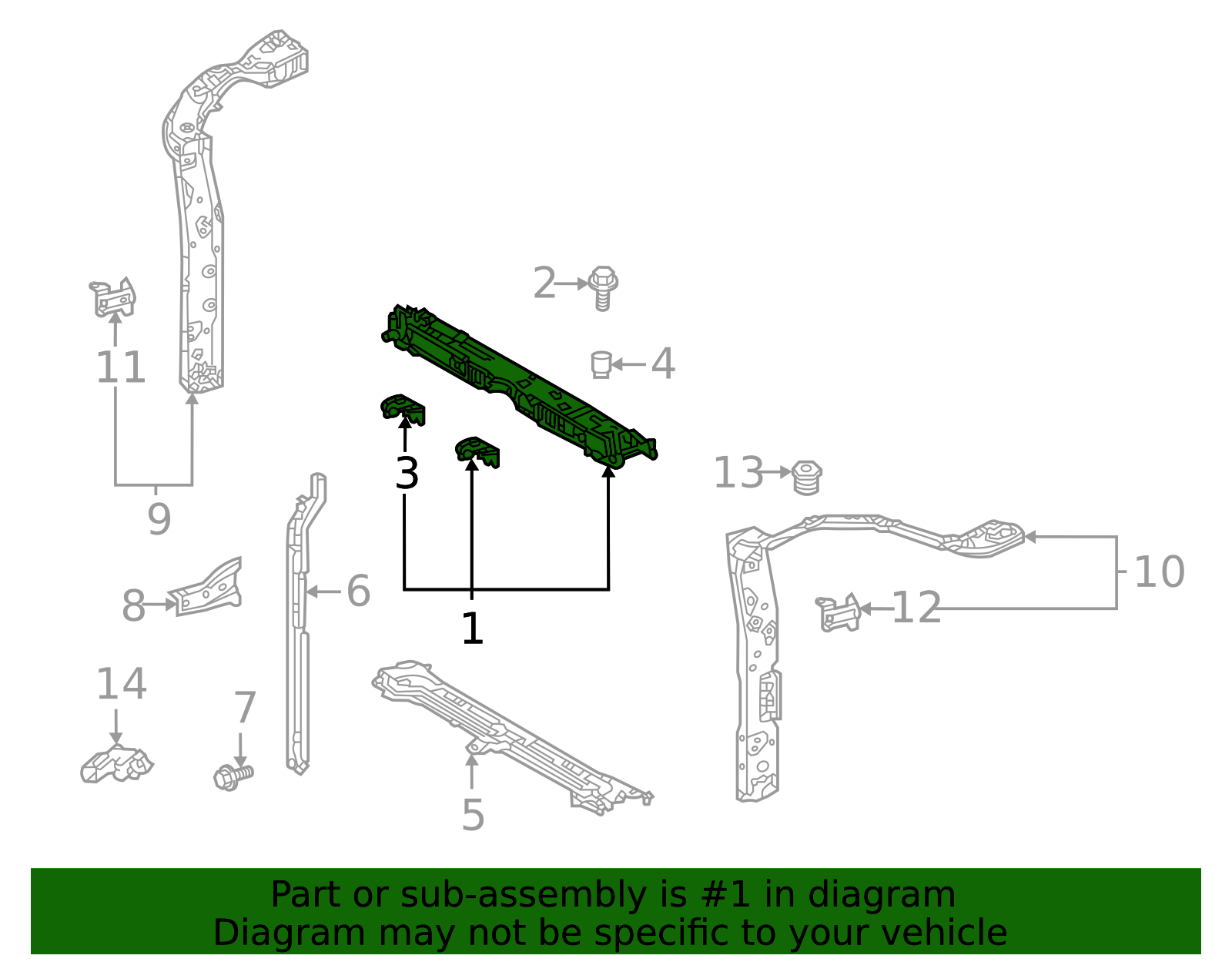 Genuine Toyota Upper Tie Bar part# 53205-0E901 for 2020-2024 Toyota ...