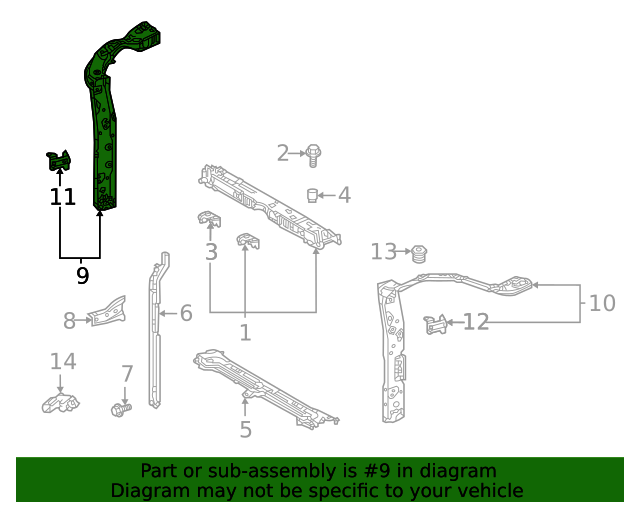 53202-0E903 - Radiator Support Side Panel - 2020-2023 Toyota Highlander ...
