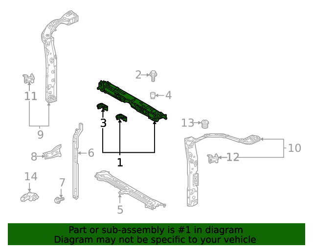 2020-2023 Toyota Highlander Upper Tie Bar 53205-0E901 | Toyota Parts