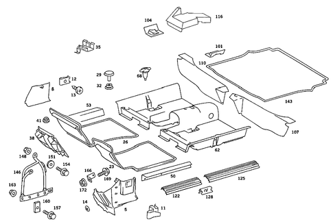 Front Panel Pillar Panelling, Lining on Floor for 1987 Mercedes-Benz ...