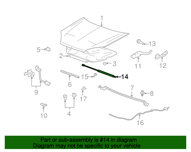 2007-2012 GM Hood Strut 25865060 GM | GMPartsDirect.com