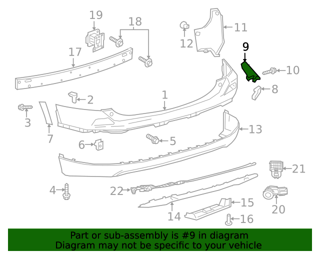 52156-0R050 - Bumper Cover Support Rail (Left, Rear) - 2016-2018 Toyota ...