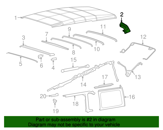 2018-2020 Jeep Wrangler Folding Top Bracket - Passenger Side (RH ...
