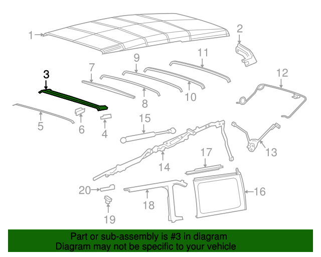 2018-2023 Jeep Roof Header Panel 68391565aa | TascaParts.com