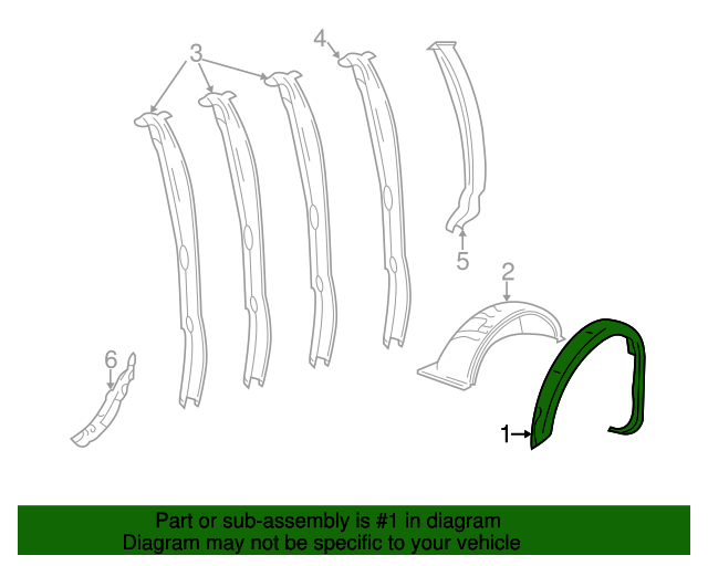 1996-2023 GM Rear Driver Side Wheelhouse Outer Panel 15007785 ...
