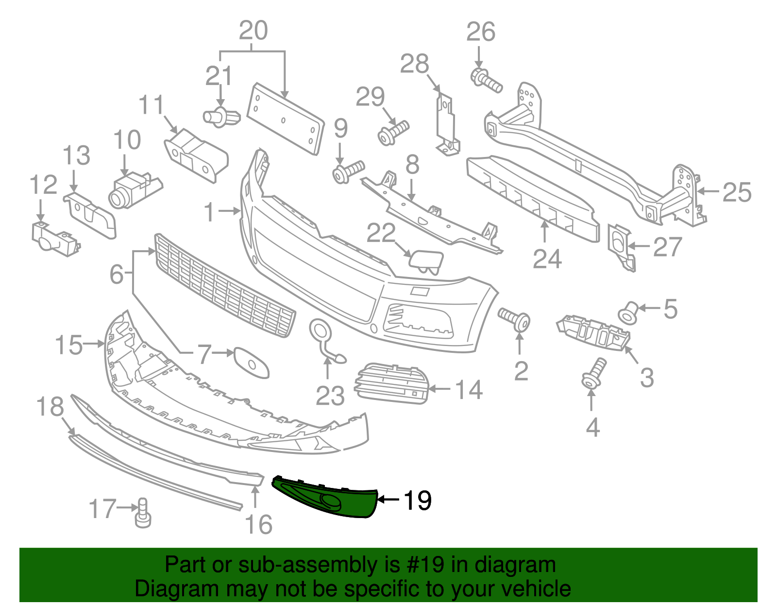 7P6-807-490-B-GRU - Fog Light Trim 2011-2014 Volkswagen Touareg ...