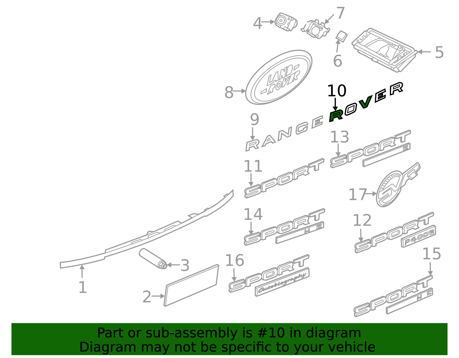2014-2022 Land Rover Range Rover Sport Hatch Emblem LR045015 | OEM ...
