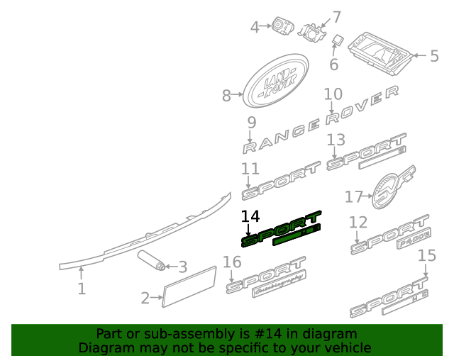 Nameplate - 2020-2022 Land Rover Range Rover Sport (LR133759) | Land ...