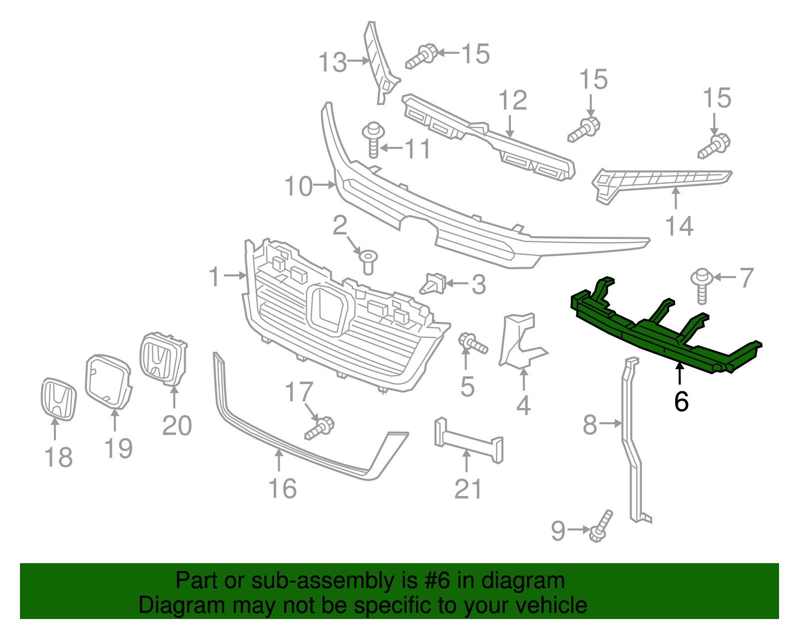 71160-T6Z-A00 - 2017-2020 Honda Ridgeline - Beam Front Bumper Center ...