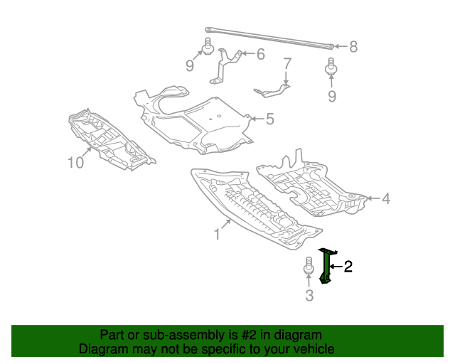 212-520-00-41 - Radiator Support Splash Shield Bracket 2010-2011 ...