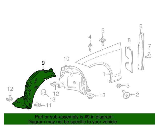 218-690-02-30 - Fender Splash Shield 2012-2013 Mercedes-Benz CLS 550 ...