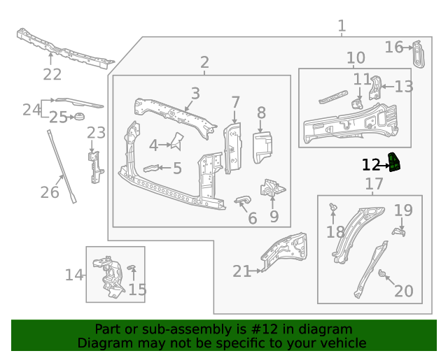 2021-2023 GM Front Passenger Side Fender Upper Front Body Side Bracket ...