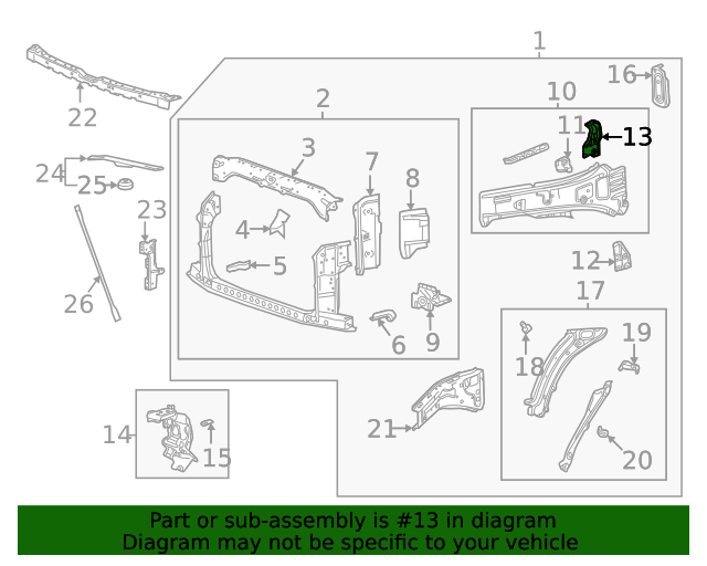 84731786 - Passenger Side Body Side Front Fender Upper Rear Bracket ...