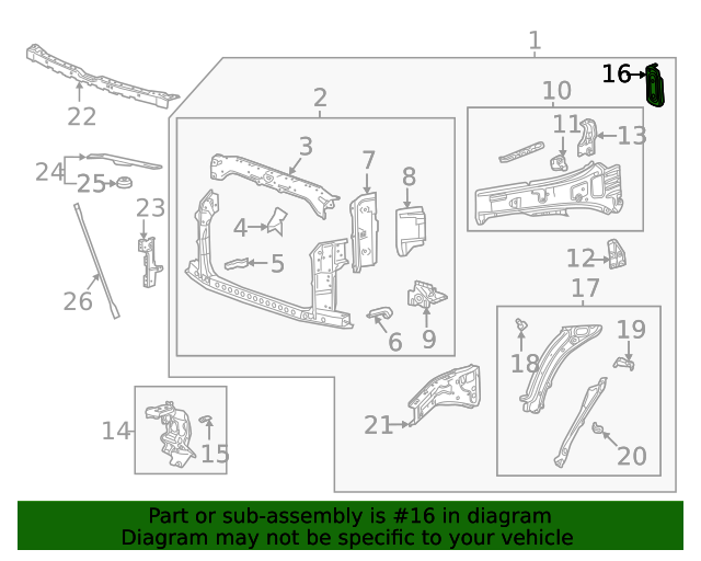 2021-2023 GM Driver Side Front Compartment Front Side Rail ...