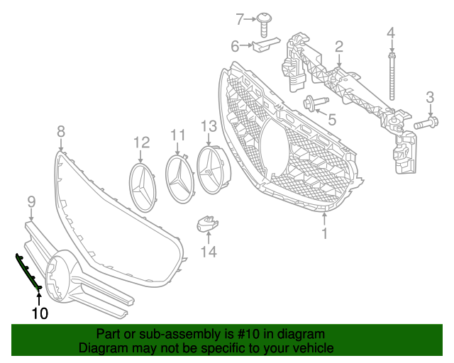 212-885-24-21 - Grille Molding 2014-2016 Mercedes-Benz ...
