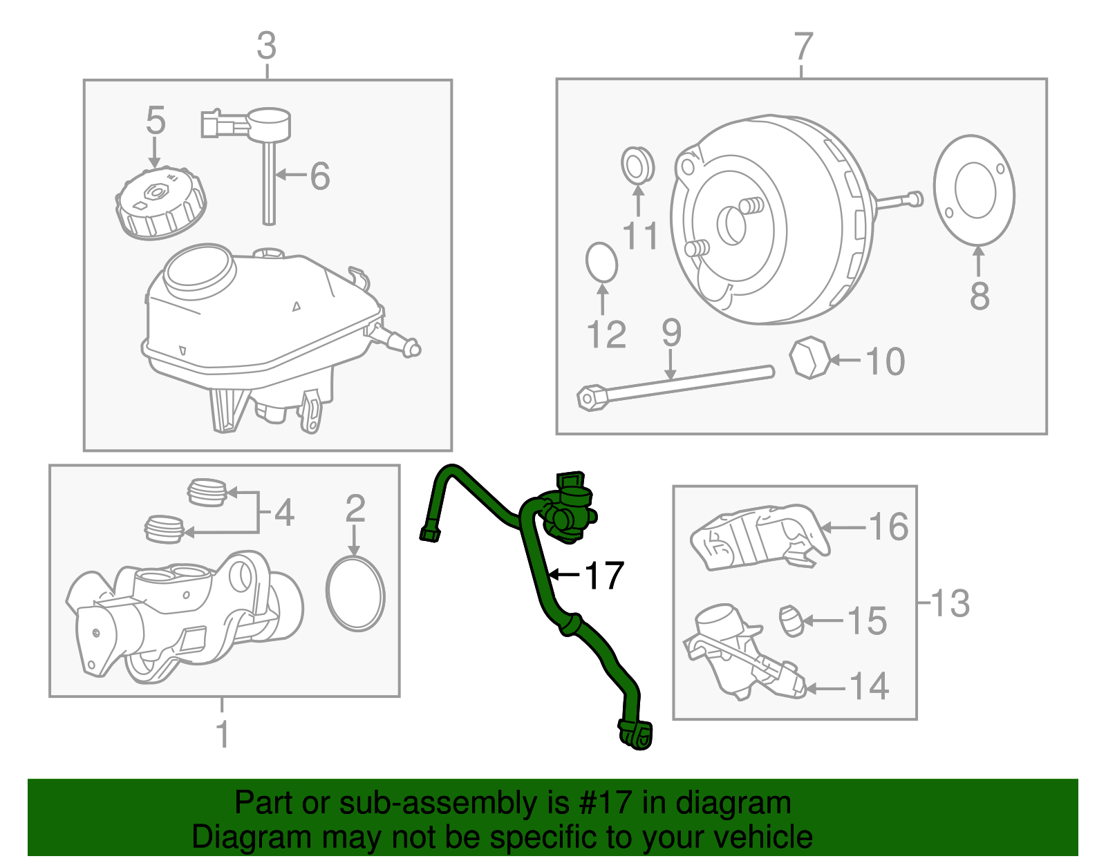 13386699 - Power Brake Booster Vacuum Pipe Assembly 2013-2016 Chevrolet ...