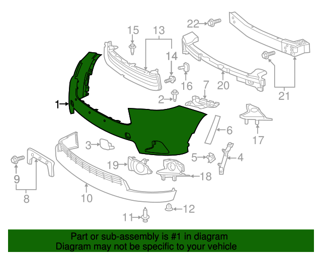 52119-0E925 - Cover Front Bumper L P 2014-2016 Toyota Highlander ...