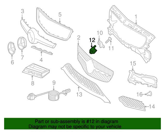 218-885-21-22 - Front Camera Housing 2015-2018 Mercedes-Benz CLS 63 AMG ...