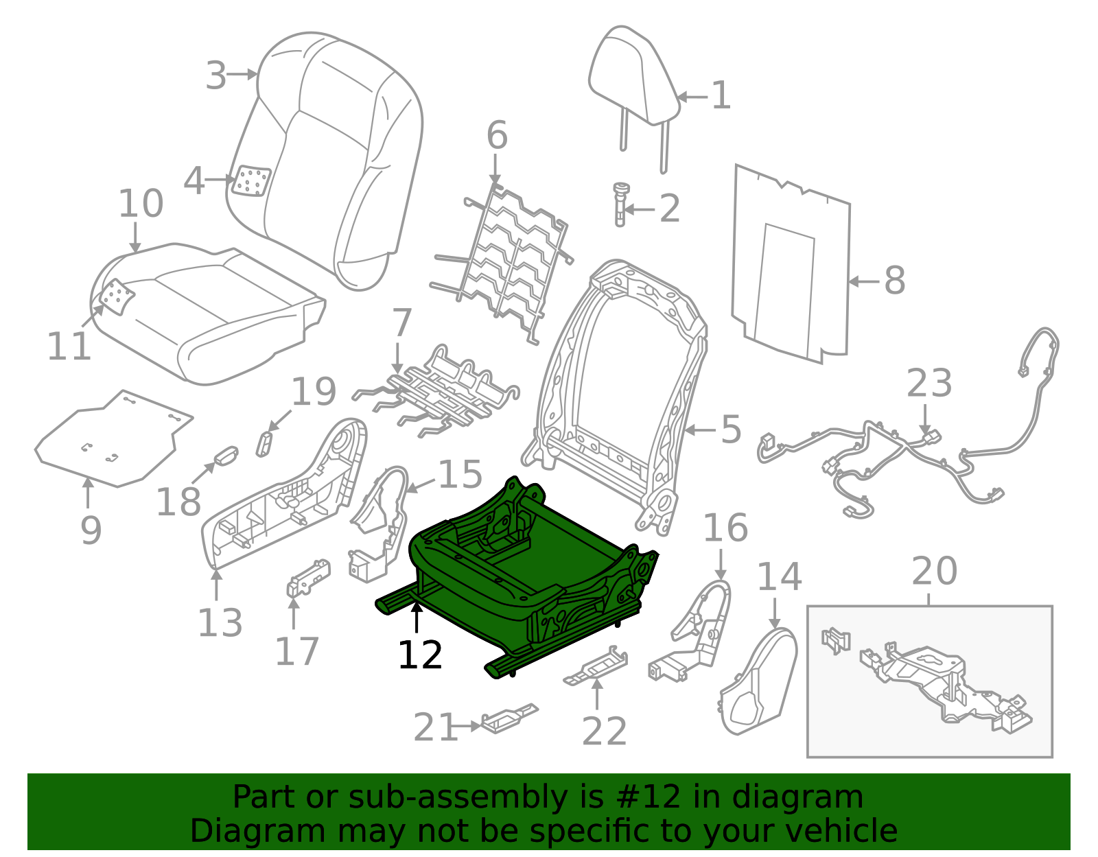 2021-2025 Nissan Rogue Frame Assembly-Cushion, Front Seat Right-hand ...