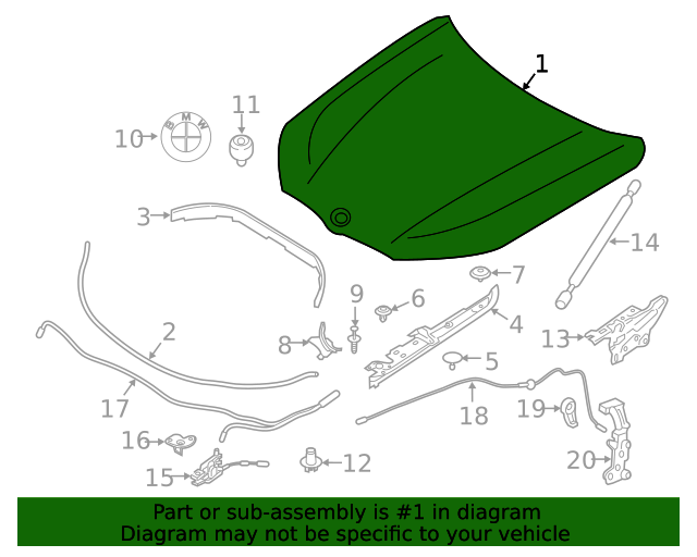 41007464711 - 2019-2020 BMW Hood (41-00-7-464-711) | BMW of South ...