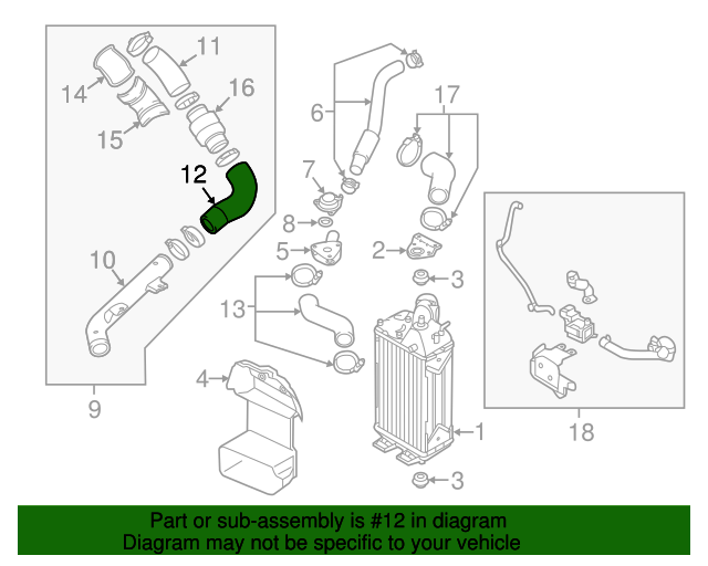 28254-2B710 - Turbocharger Intercooler Pipe 2015-2019 Hyundai ...