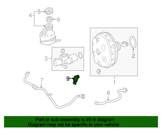 000-905-48-04 - Power Brake Booster Vacuum Sensor 2012-2020 Mercedes ...