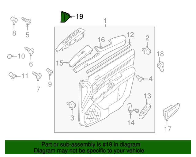 87660-2B020-CA - Door Trim Molding 2010-2012 Hyundai Santa Fe ...