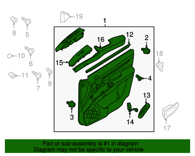 82302-0W510-T2H - Door Interior Trim Panel 2010-2011 Hyundai Santa Fe ...
