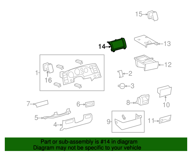 55421-0C050 - Trim Bezel - 2010-2013 Toyota | OEM Genuine Toyota Parts